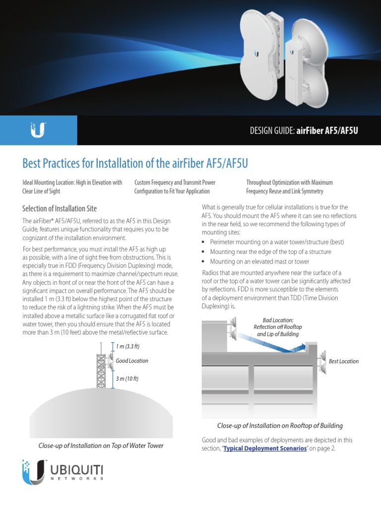 Best Practices For Installation of The Airfiber Af5/Af5U: Design Guide ...