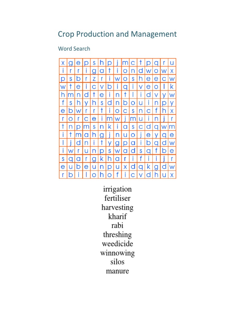Word - Search - Crop - Production - Management - ROW 3 PDF | PDF | Food ...