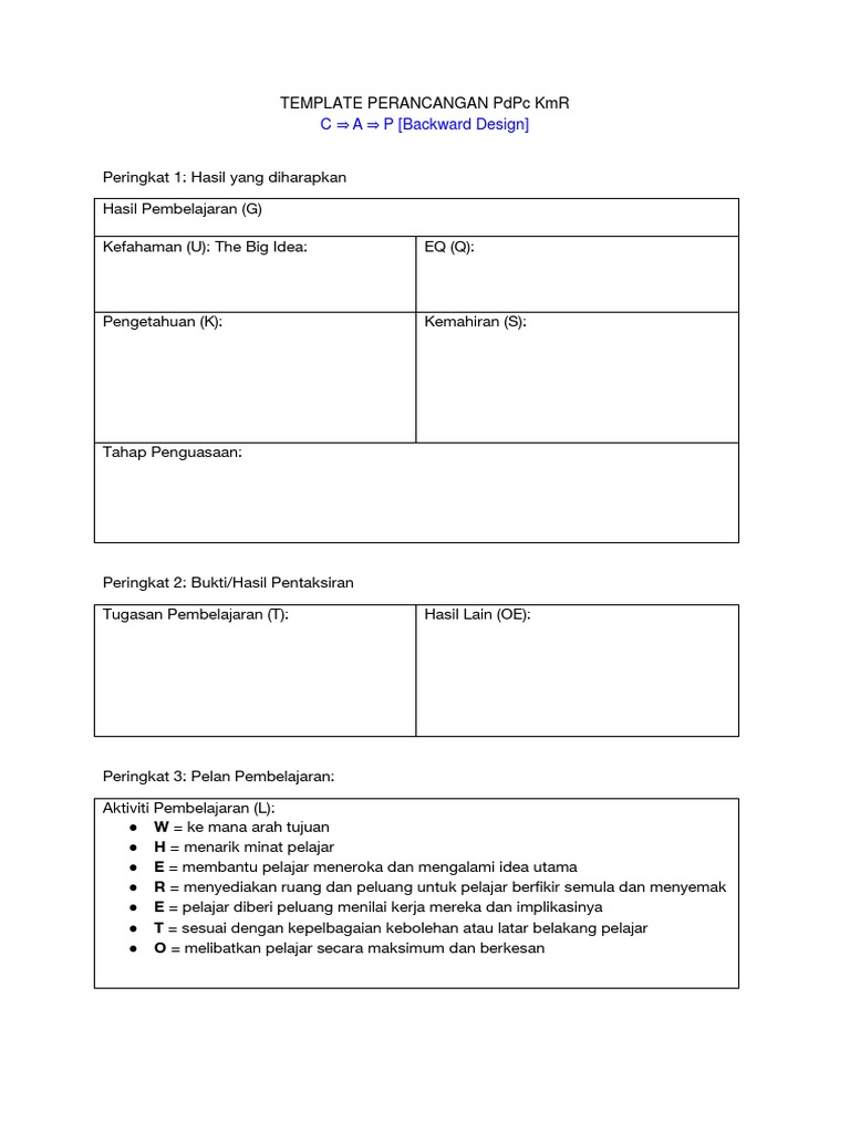 PBD - Templat Perancangan PDPC KMR (Umum) - 2 | PDF | Karier & Perkembangan | Seni