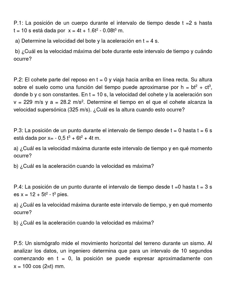 Ejercicios de Mru | PDF | Aceleración | Velocidad