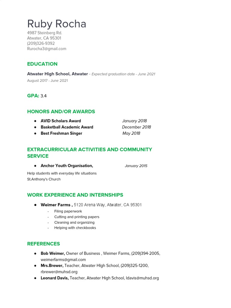 Ruby Rocha - Educational Resume | PDF