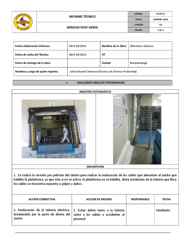 FT-SPT-17 Informe Tecnico Servicio Postventa | PDF | Science | Ciencia y Tecnología