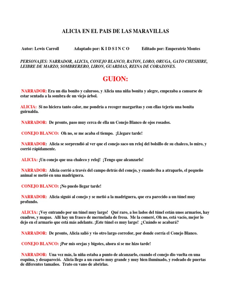 Alicia en El Pais de Las Maravillas | PDF | Las aventuras de Alicia en ...