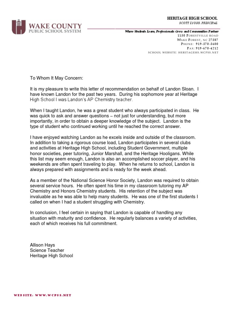 Rec Letter - Lsloan | PDF | Pedagogy | Teachers