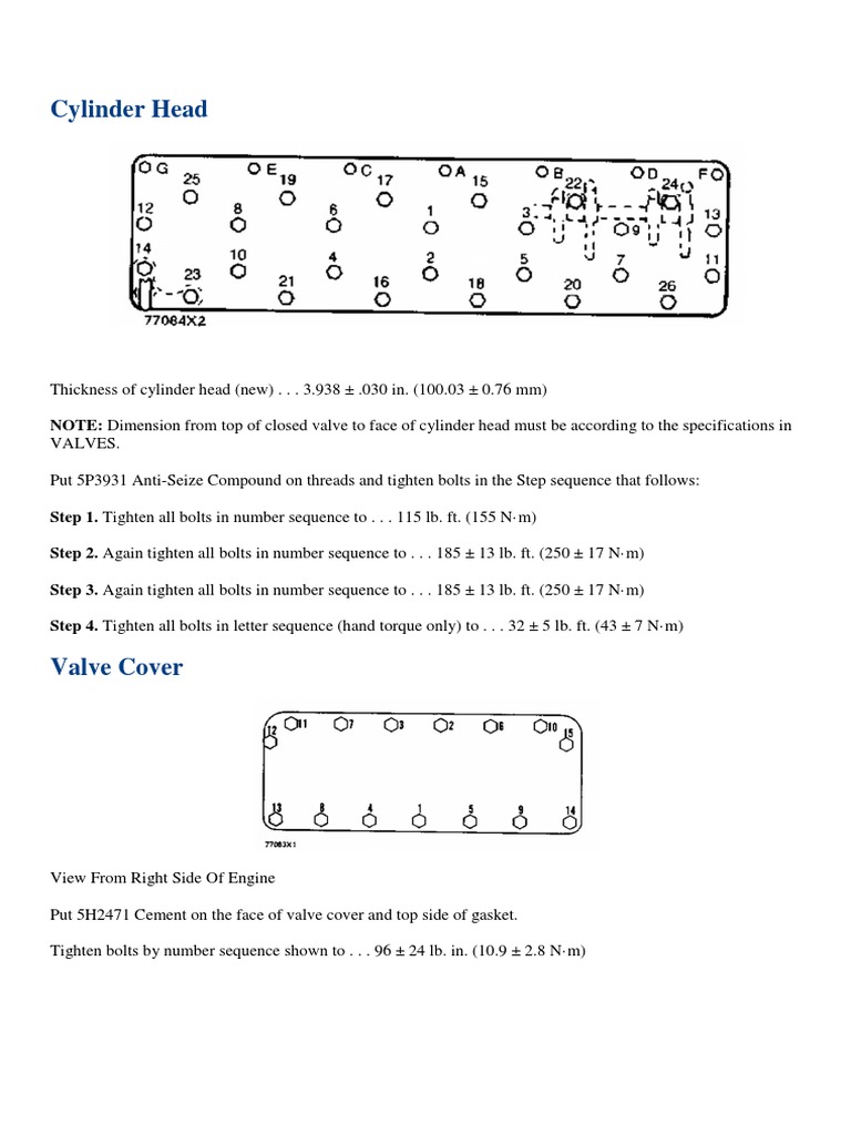 Caterpillar 3306 Cylinder Head Torque Specs | PDF | Technology ...