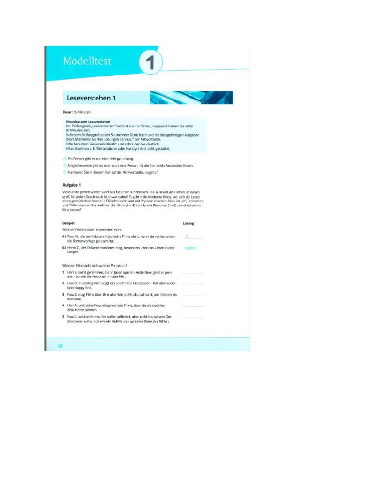 Lesen Sample of B2 Goethe | PDF
