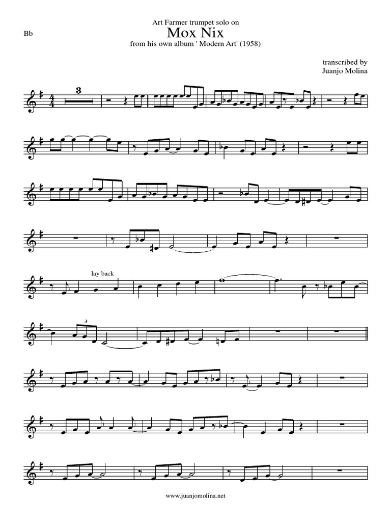 Art Farmer - Mox Nix - Trumpet Solo Transcription | PDF | Brass ...