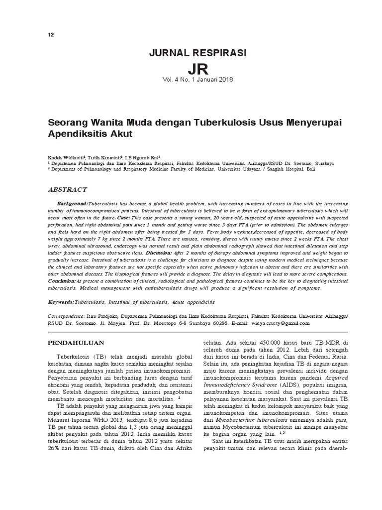 Kasus TB Usus Menyerupai Apendisitis | PDF | Pulmonologi | Tuberkulosis