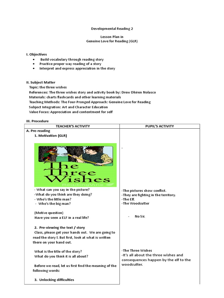 Lesson Plan in English III Genuine Love | PDF | Reading (Process)