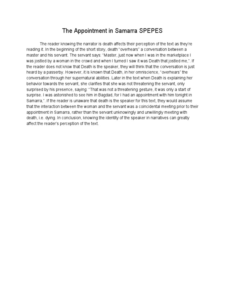 The Appointment in Samarra | PDF