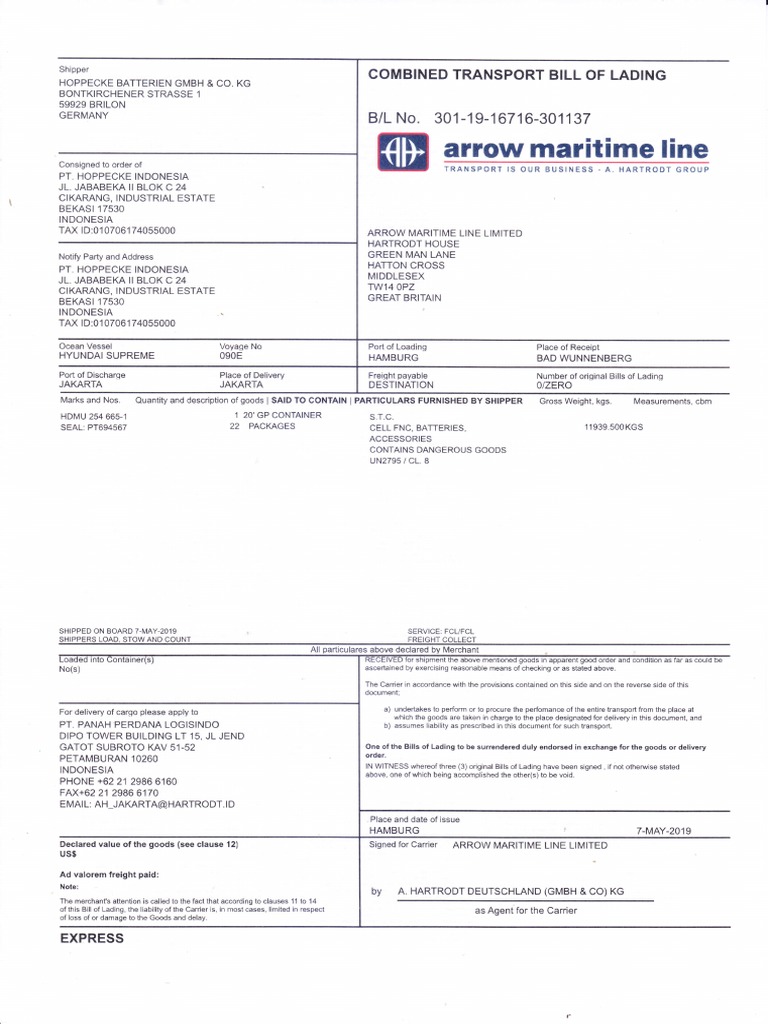 BL & PL | PDF | Cargo | Bill Of Lading