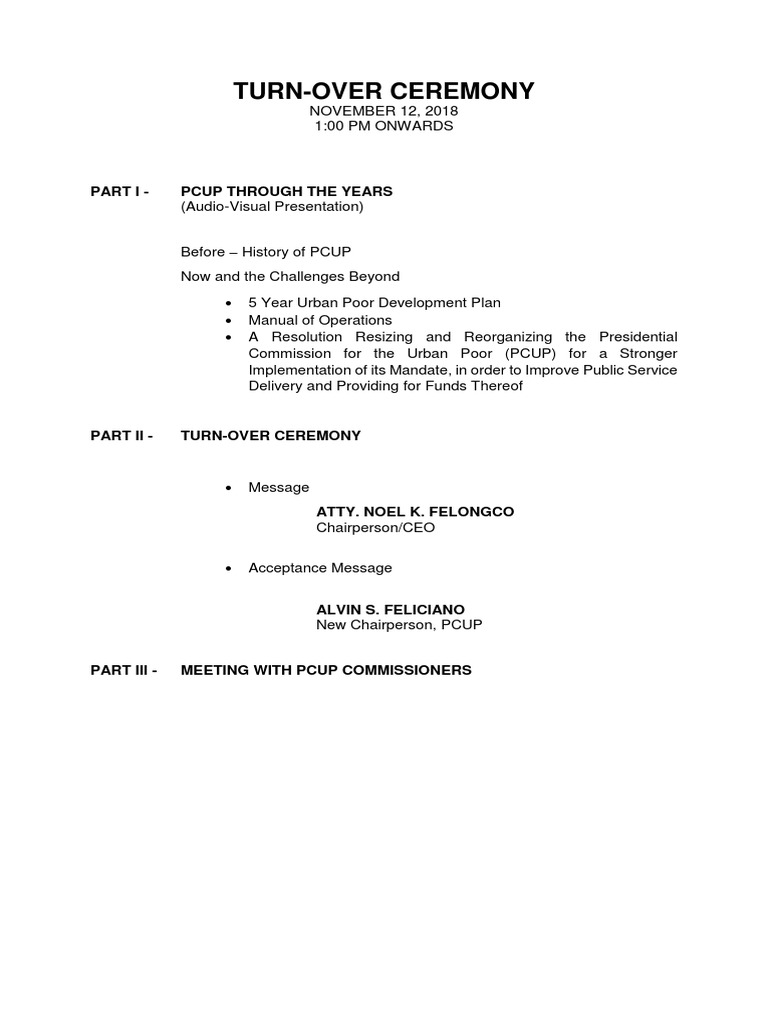 Turn-Over Ceremony: Parti-Pcup Through The Years | PDF