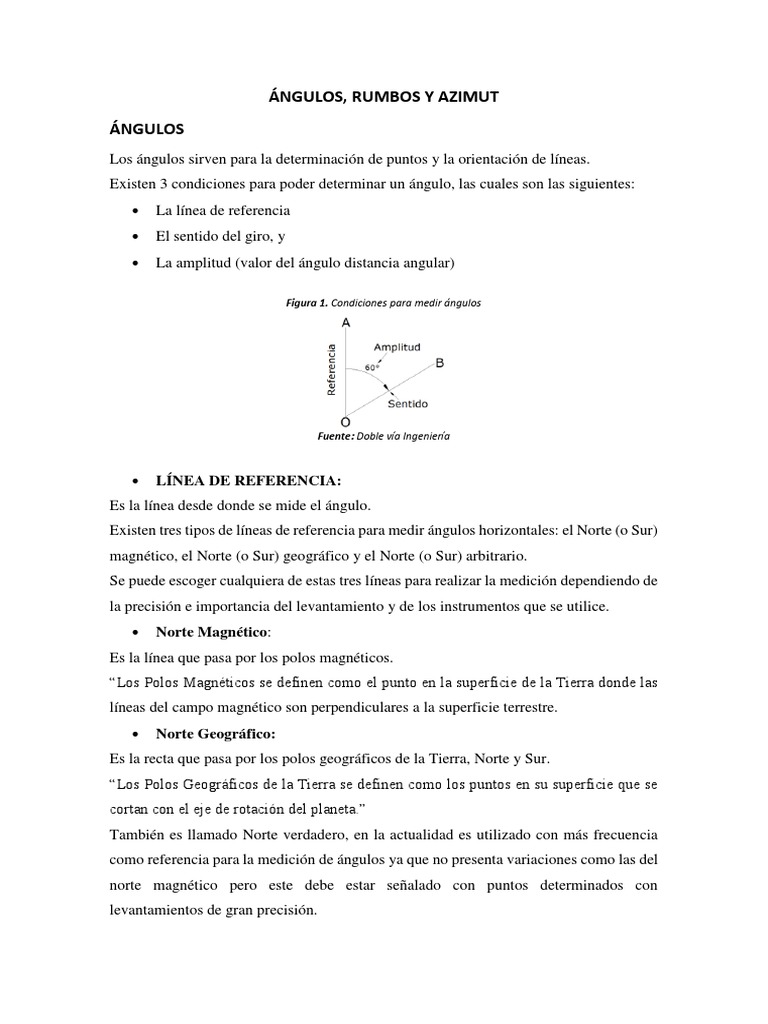 Ángulos, Rumbo y Azimut | PDF | Azimut | Campo magnético