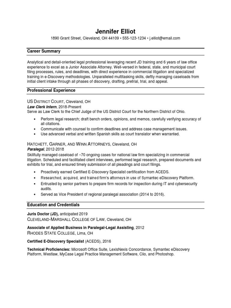 E-Discovery Specialist Resume Sample | PDF