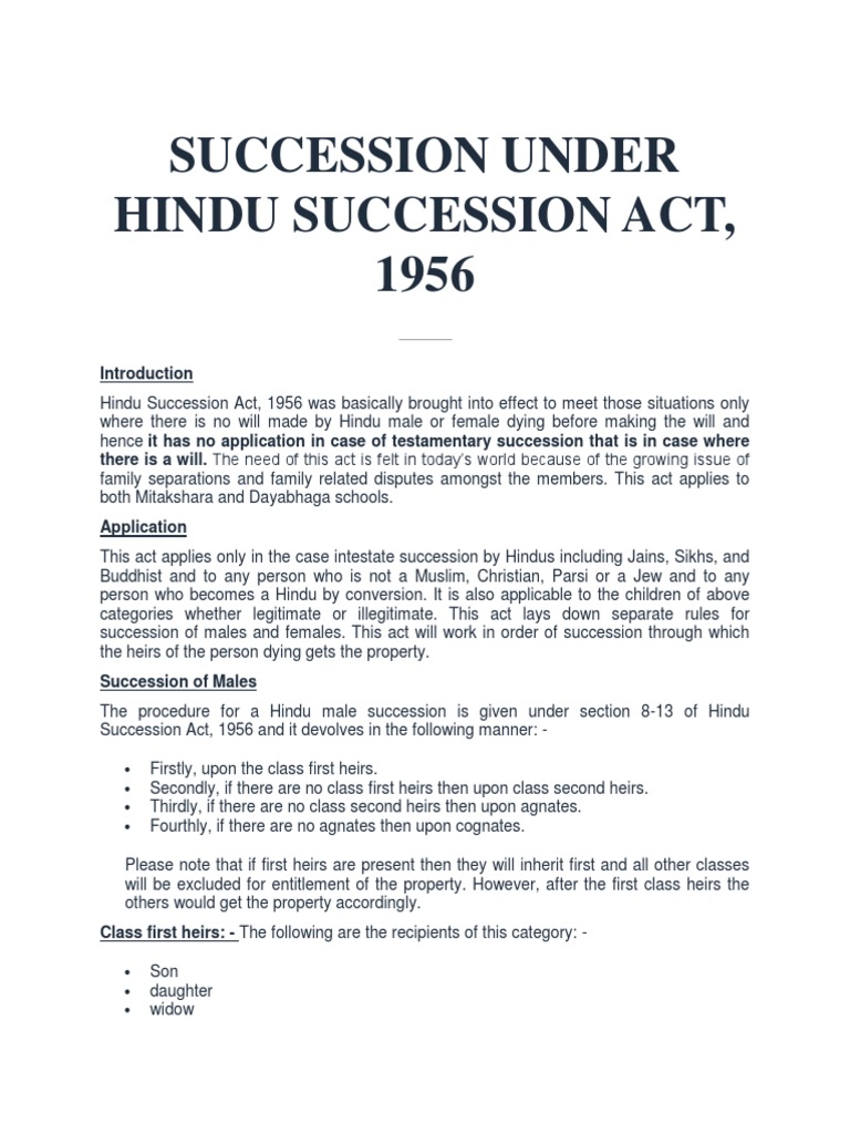 Hindu Succession Act Overview 1956 | PDF | Inheritance | Virtue