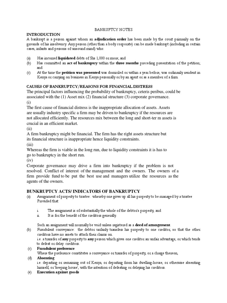 Banruptcy Notes Introduction | PDF | Bankruptcy | Virtue