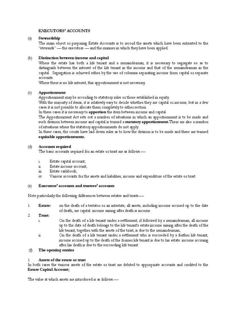 Executors Accounts | PDF | Trust Law | Debits And Credits