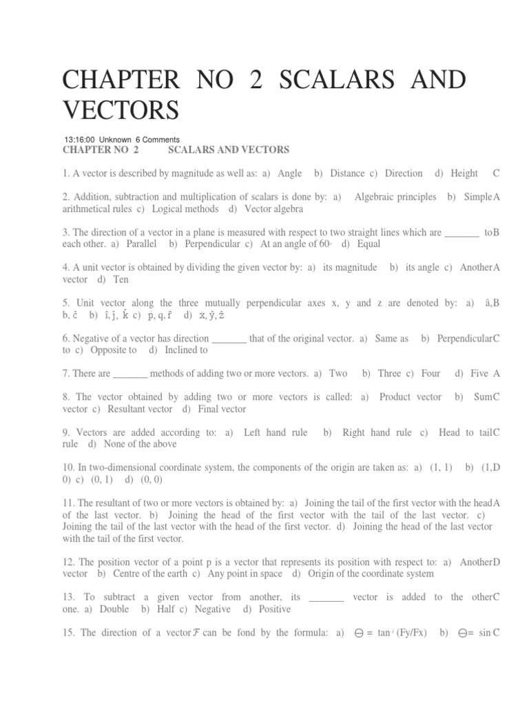 Chapter No 2 Scalars and Vectors | PDF | Euclidean Vector | Acceleration
