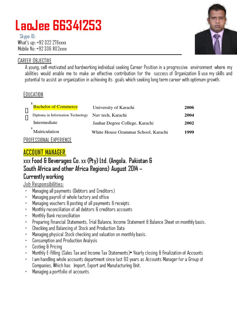 LaoJee 66341253 - Senior Accountant | PDF | Credit Card | Microsoft Office