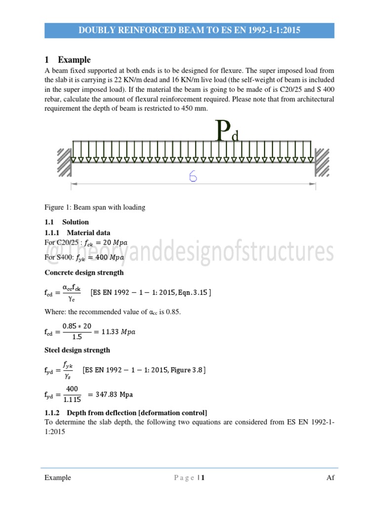 Doubly Reinforced Beam Design Example | PDF | Beam (Structure) | Bending
