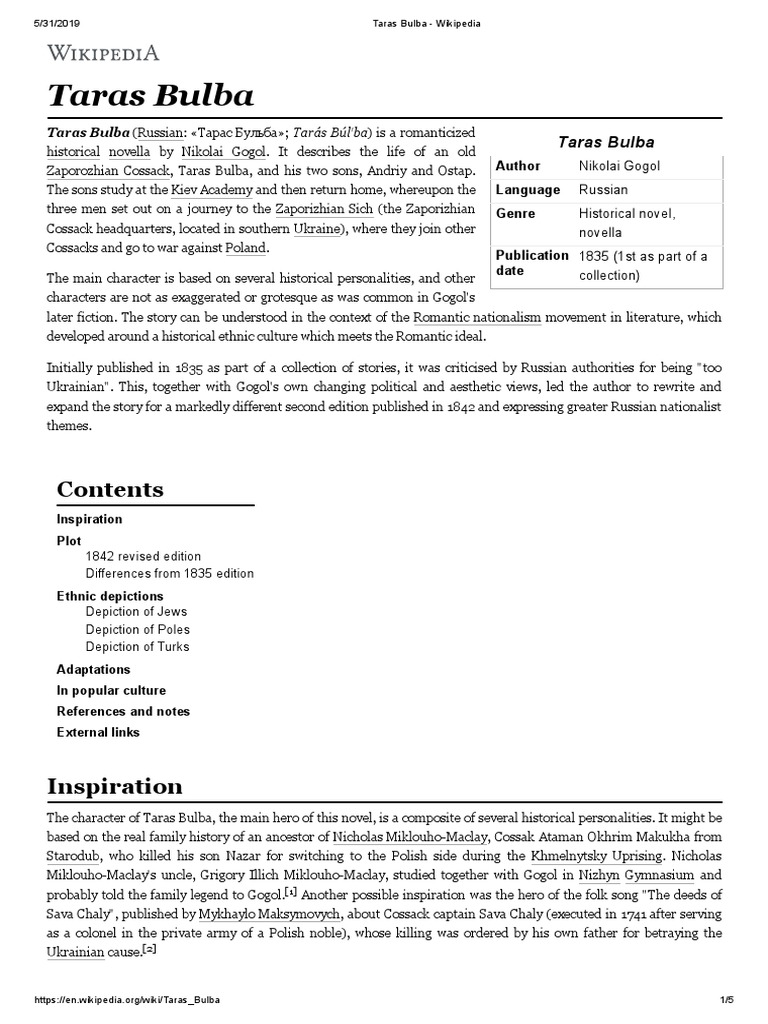 Taras Bulba | PDF | History | General Fiction