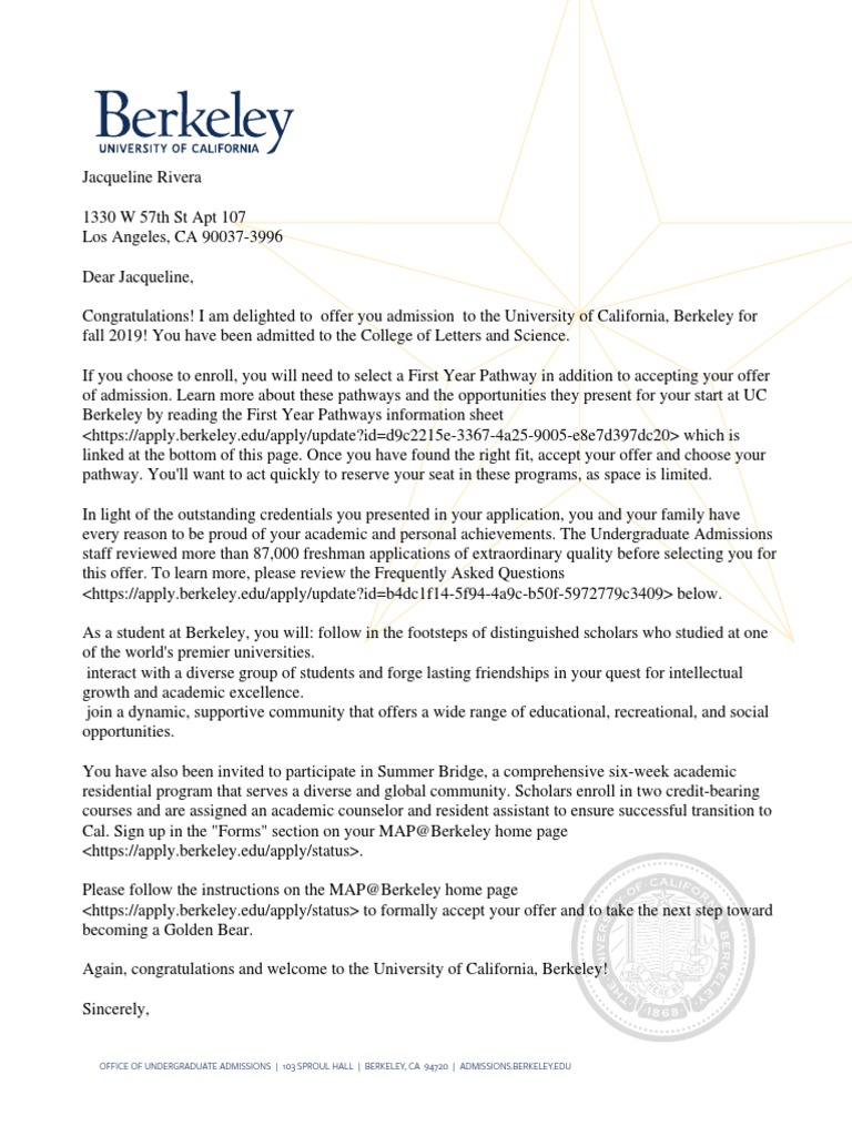 Letter | PDF | University Of California | Students