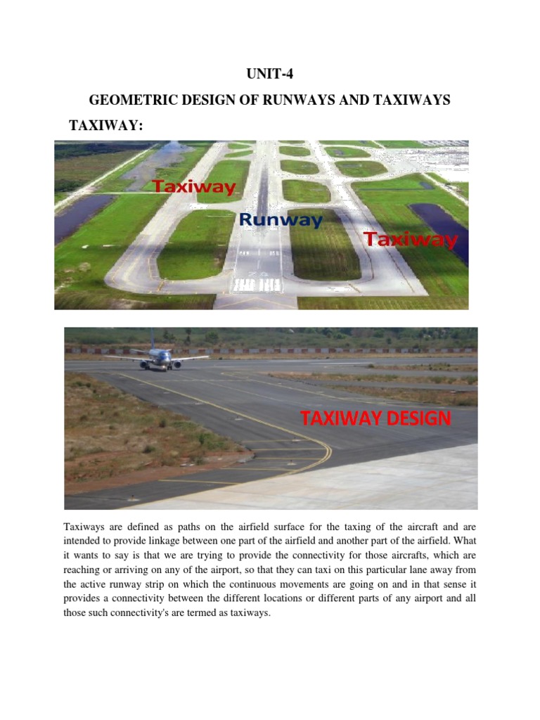 UNIT-4 Geometric Design of Runways and Taxiways Taxiway | PDF | Runway ...