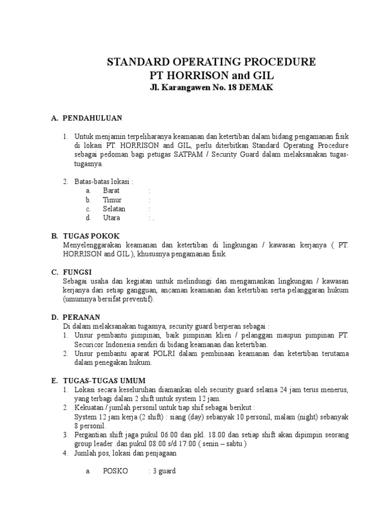 Contoh SOP Sederhana Hotel | PDF