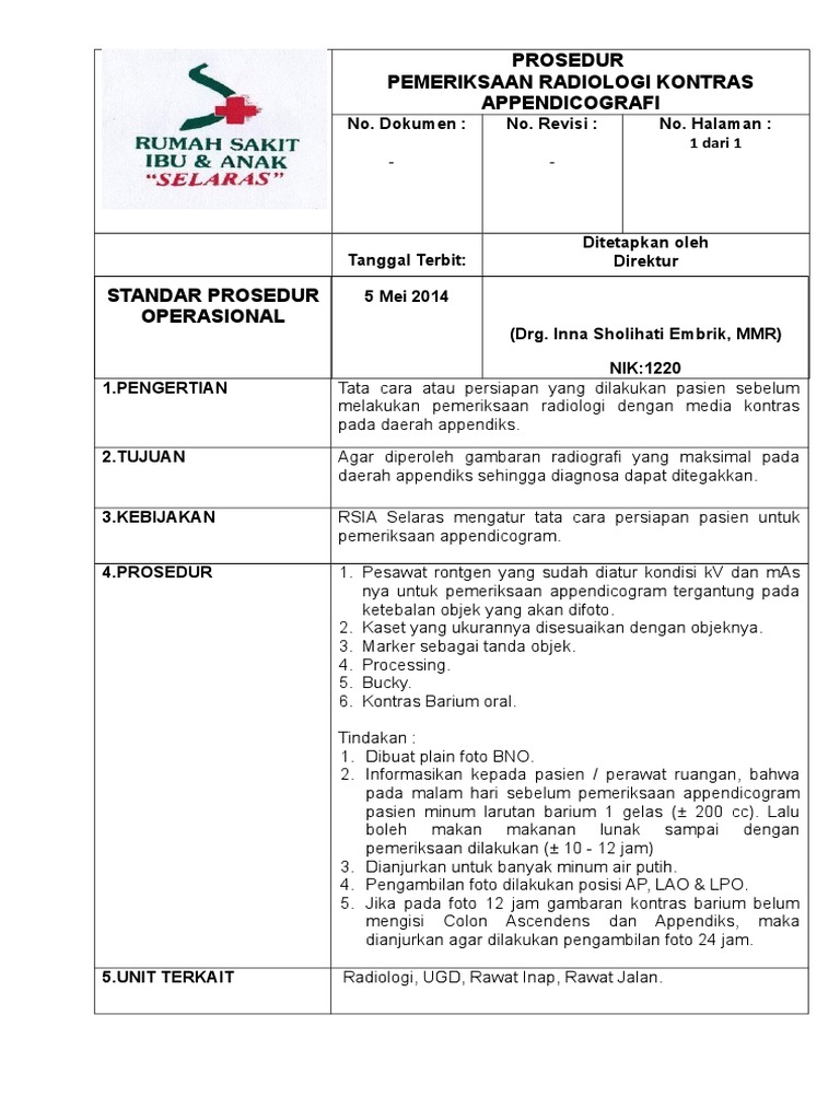 Persiapan Appendicogram | PDF | Teknologi & Rekayasa