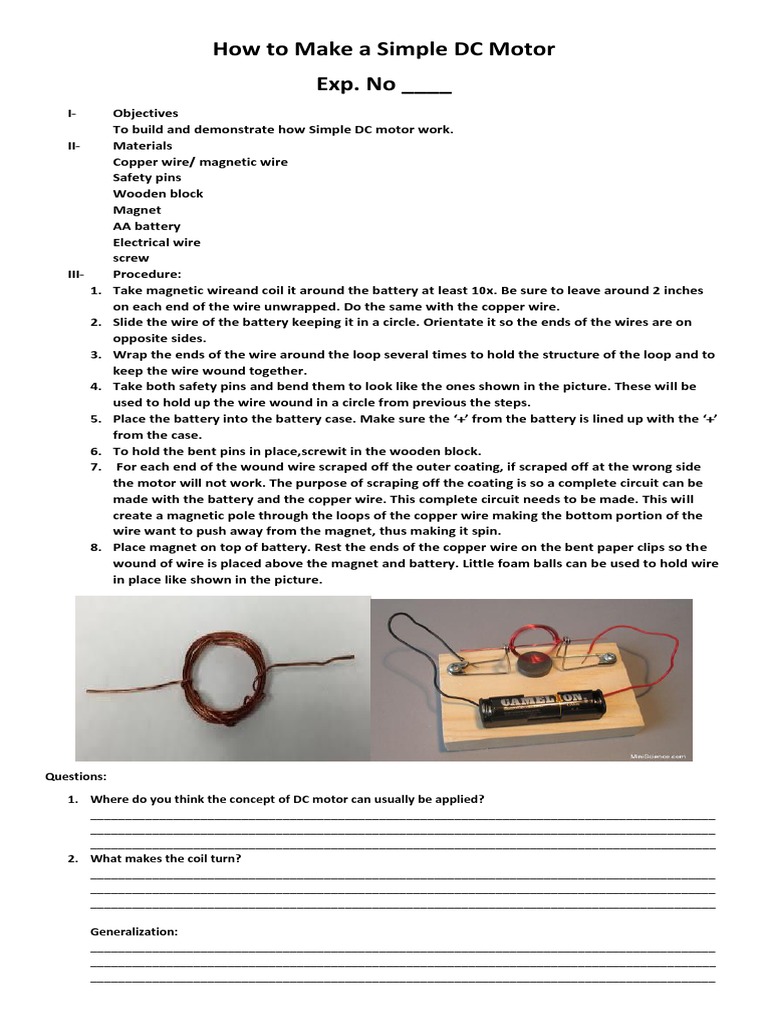 Build a Simple DC Motor Guide | PDF | Electric Motor | Magnet