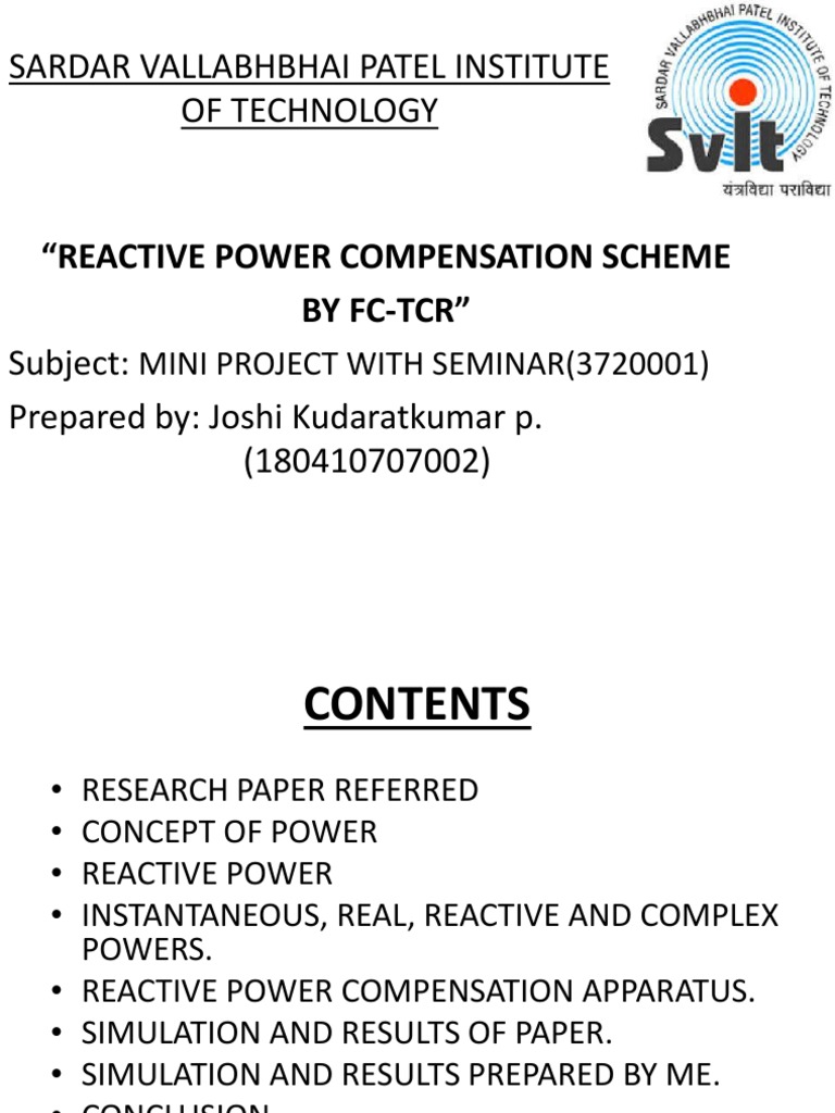 Reactive Power Control by FC-TCR | PDF | Ac Power | Electrical Network