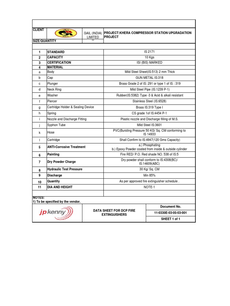 DATASHEET DCP Extinguisher | PDF | Cartridge (Firearms) | Pipe (Fluid ...