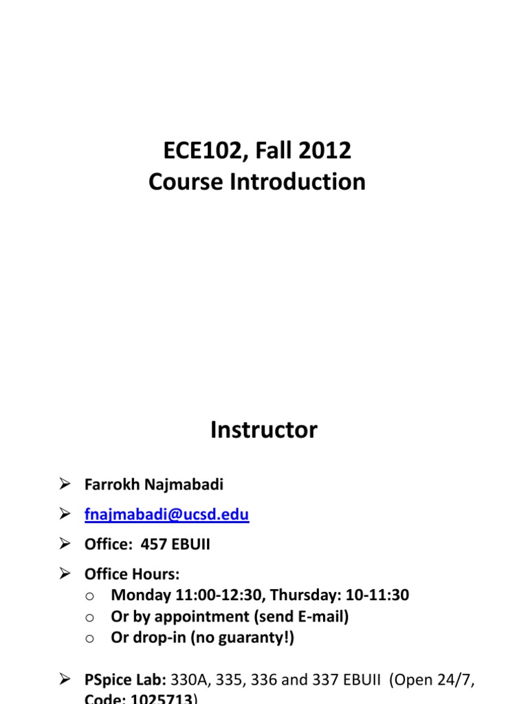 ECE102, Fall 2012 Course Introduction | PDF | Amplifier | Electrical Network