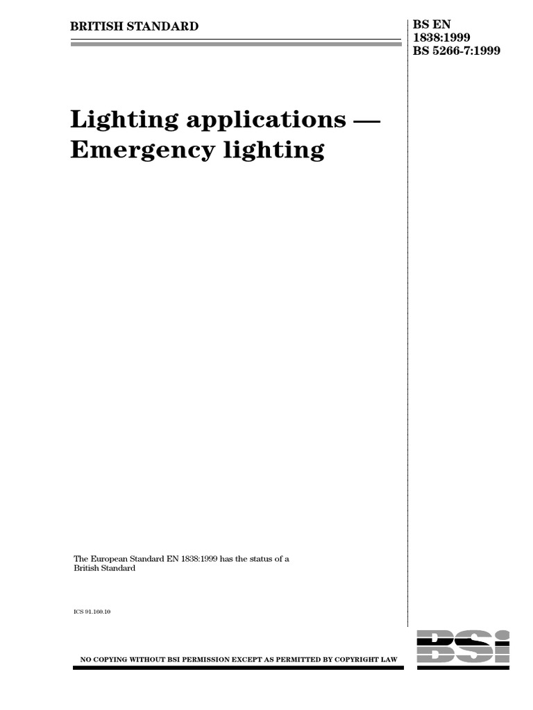 Bs en 1838-Bs 5266-7-Emeg LTG | PDF | Lighting | Safety