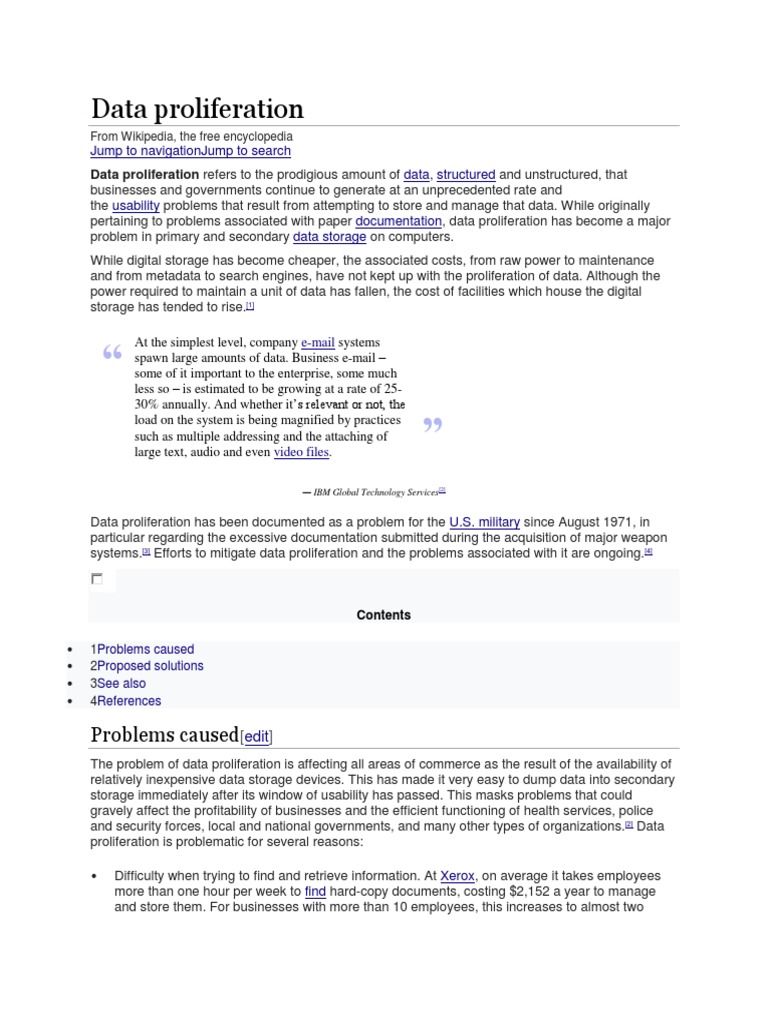Data Proliferation: Problems Caused | PDF | Information Management ...