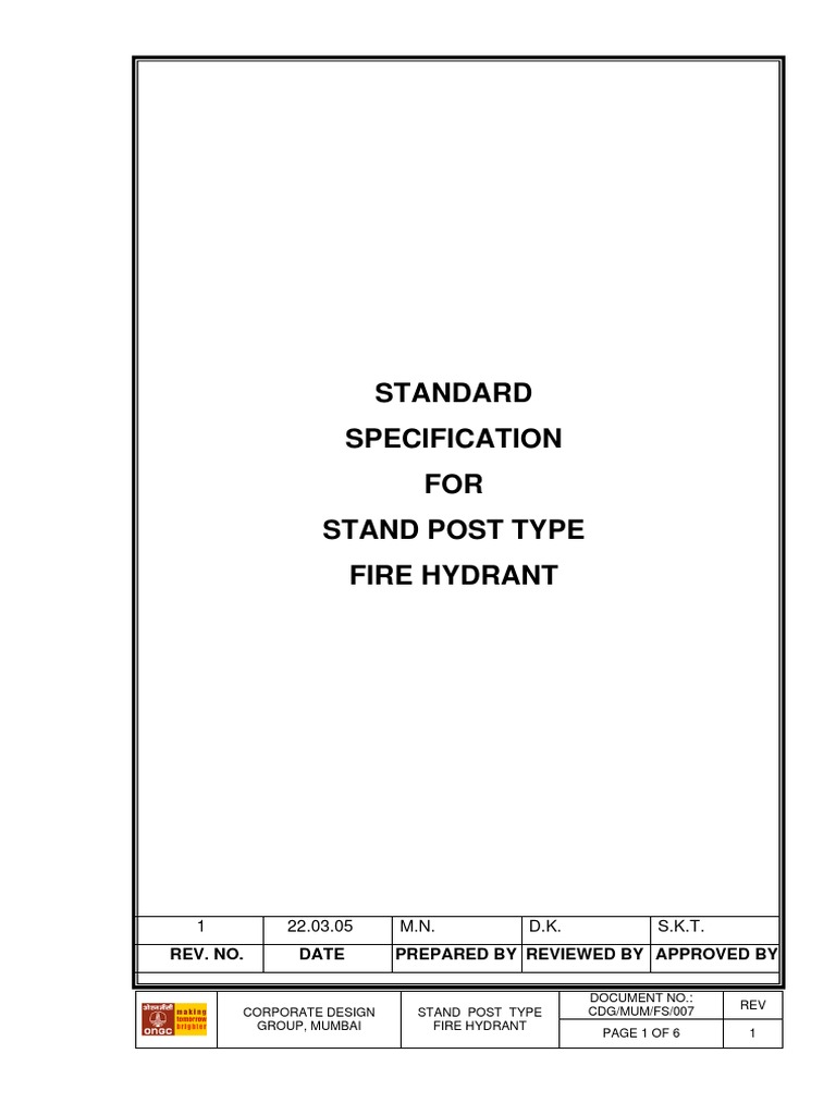 007-Stand Post Type Fire Hydrant | PDF | Valve | Galvanization