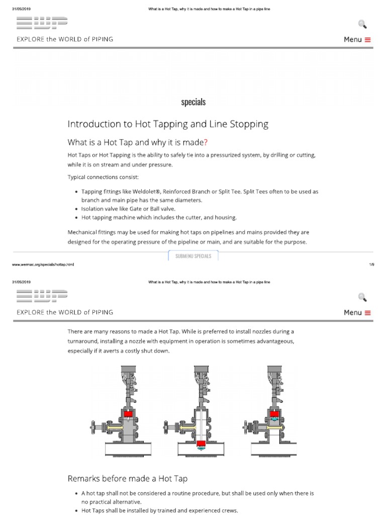 What Is A Hot Tap, Why It Is Made and How To Make A Hot Tap in A Pipe ...