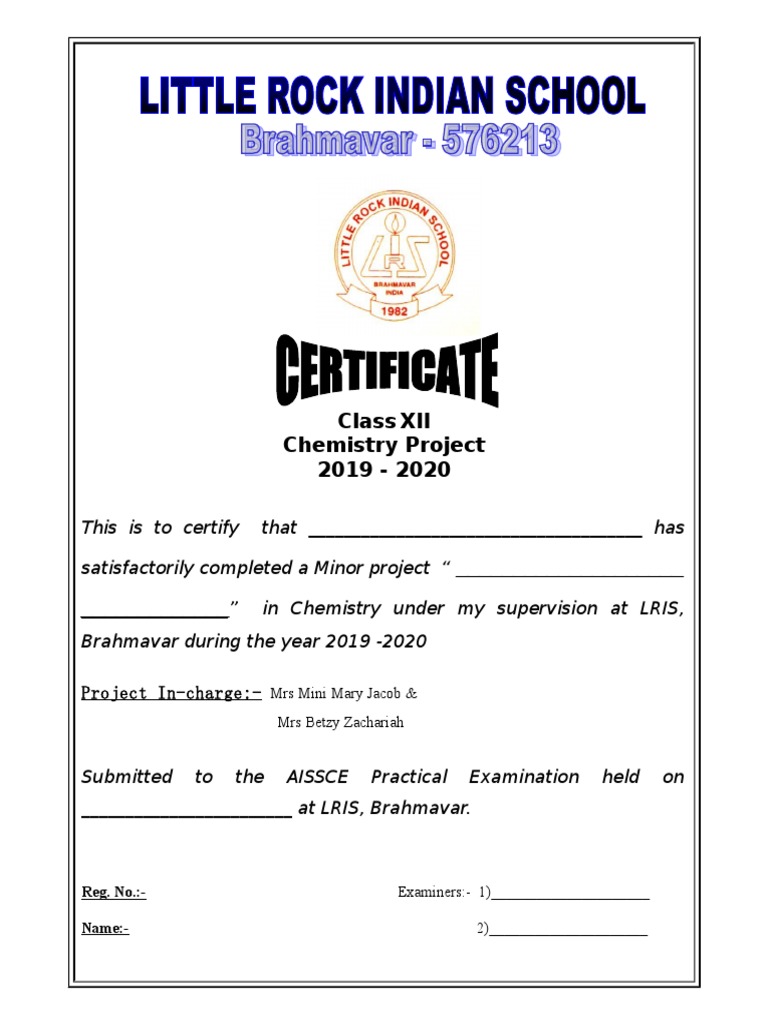 Class XII Chemistry Project 2019 - 2020 | PDF