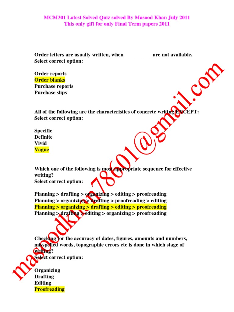 Communication Skills - MCM301 Solved Quiz PDF | PDF | Proofreading ... Communication Skills - MCM301 Solved Quiz PDF | PDF | Proofreading ...