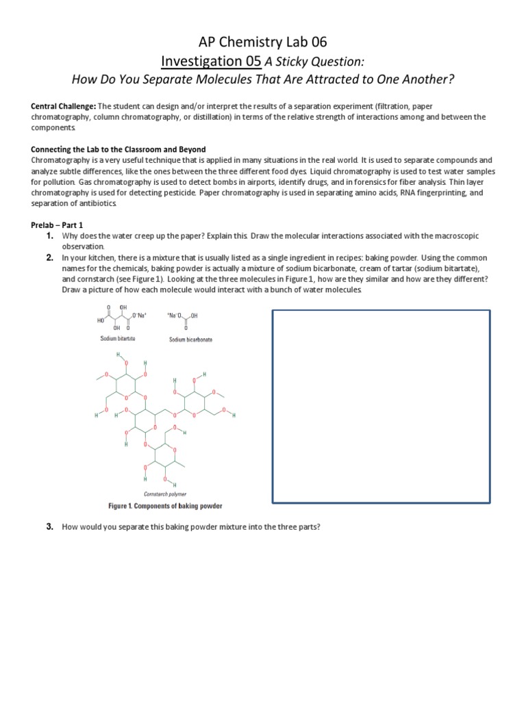 AP Chemistry Lab 06: Separating Molecules by Chromatography | PDF ...