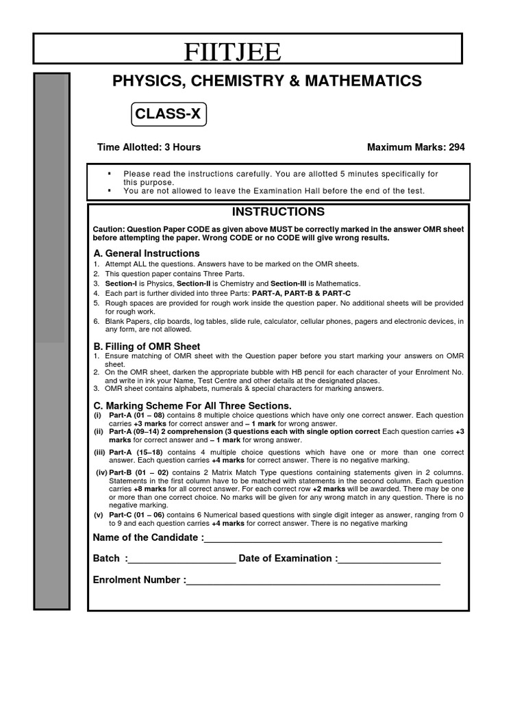 Fiitjee: Physics, Chemistry & Mathematics | PDF | Lens (Optics) | Ion