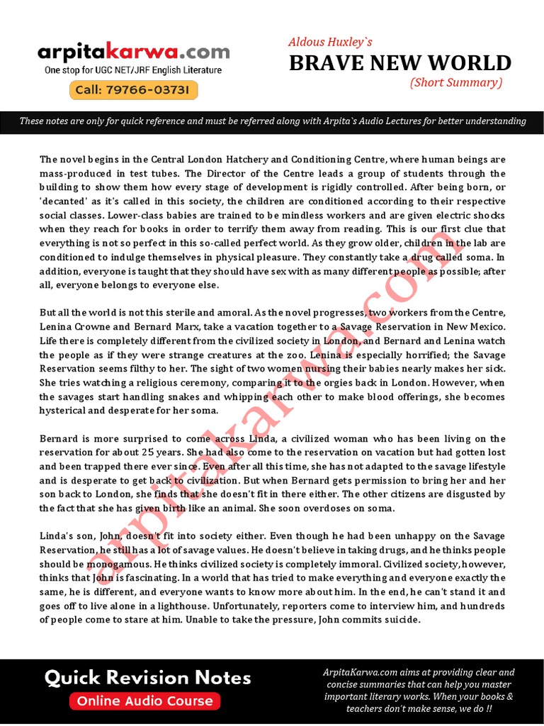 Brave New World PDF | PDF | General Fiction