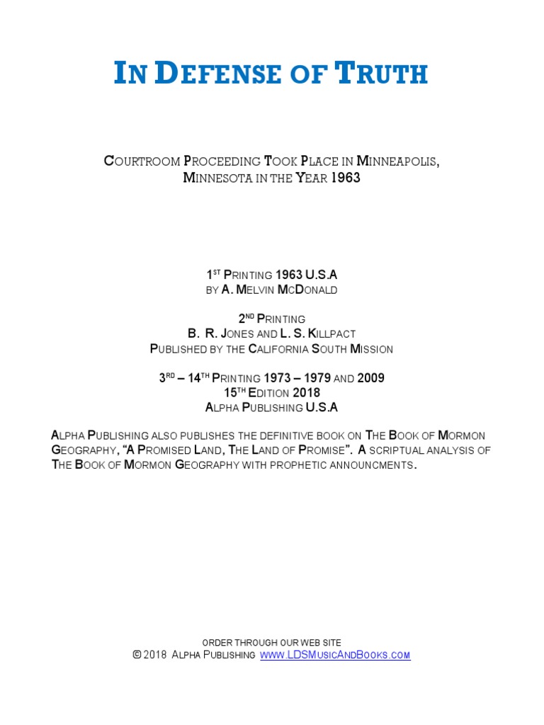 In Defence Book | PDF | God The Father | God In Mormonism