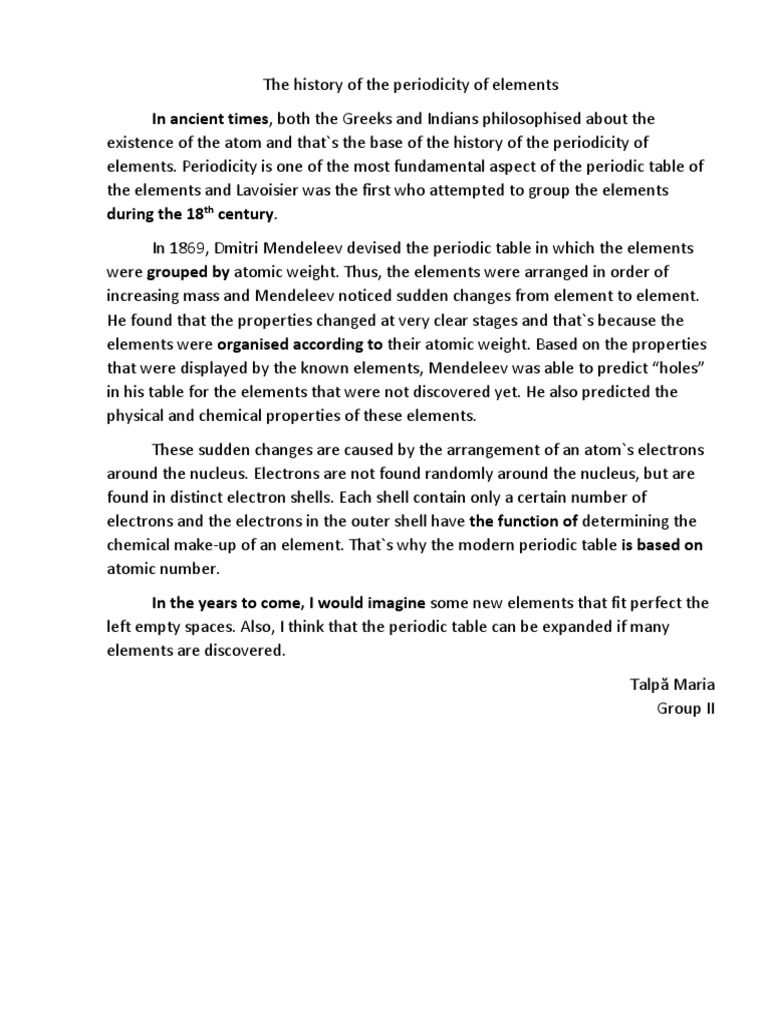 The History of The Periodicity of Elements | PDF