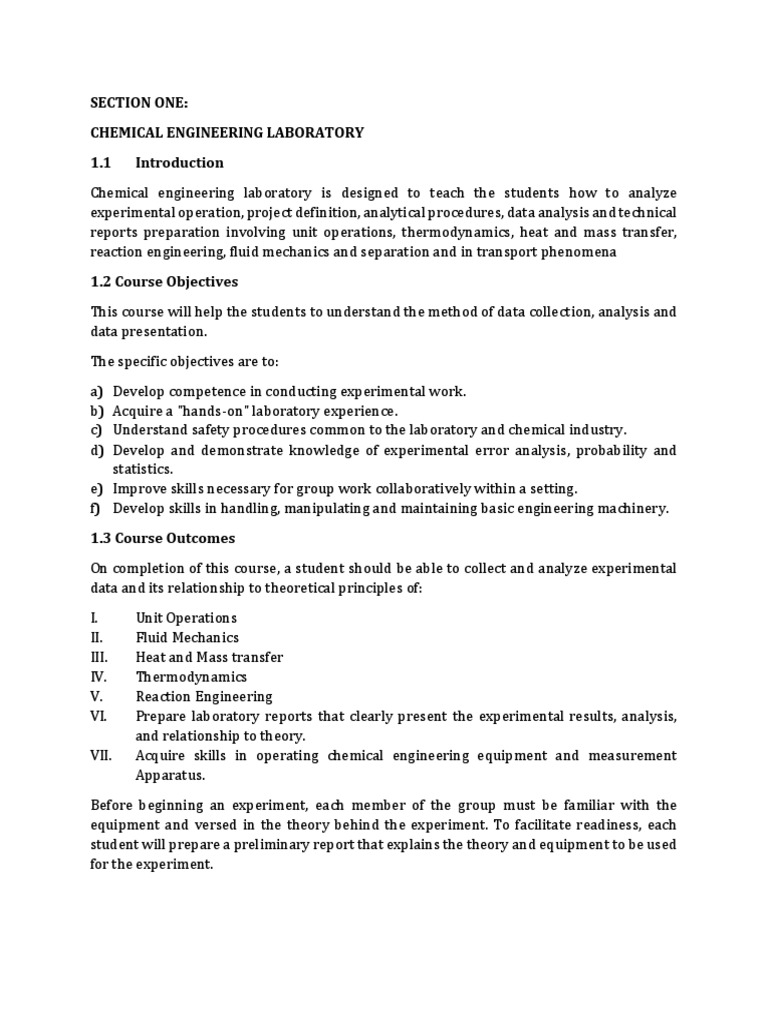 Chemical Engineering Lab Report Guide | PDF | Chemical Engineering ...