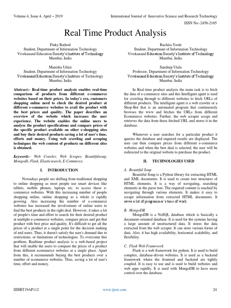 Real Time Product Analysis | PDF | Websites | Mongo Db