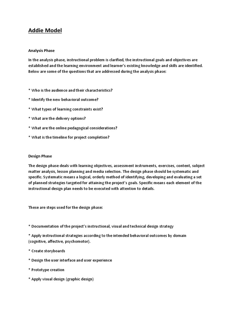 Addie Model: Analysis Phase | Download Free PDF | Pedagogy ...
