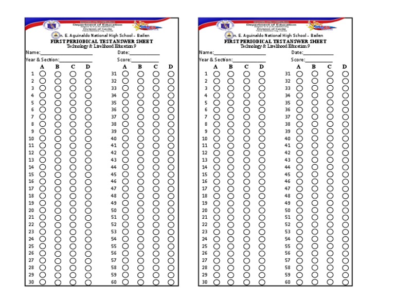 A B C D A B C D A B C D A B C D: First Periodical Test Answer Sheet ...