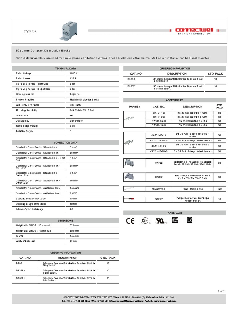 35 SQ - MM Compact Distribution Blocks | PDF | Electrical Components ...