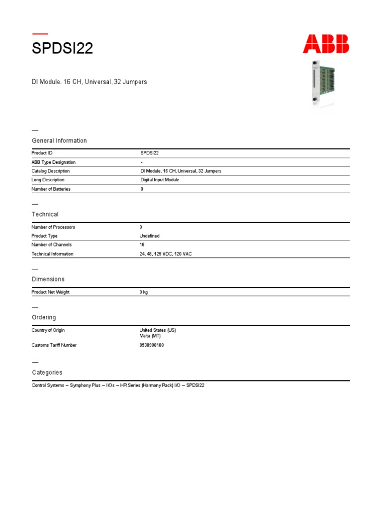 SPDSI22 Di Module 16 CH Universal 32 Jumpers | PDF